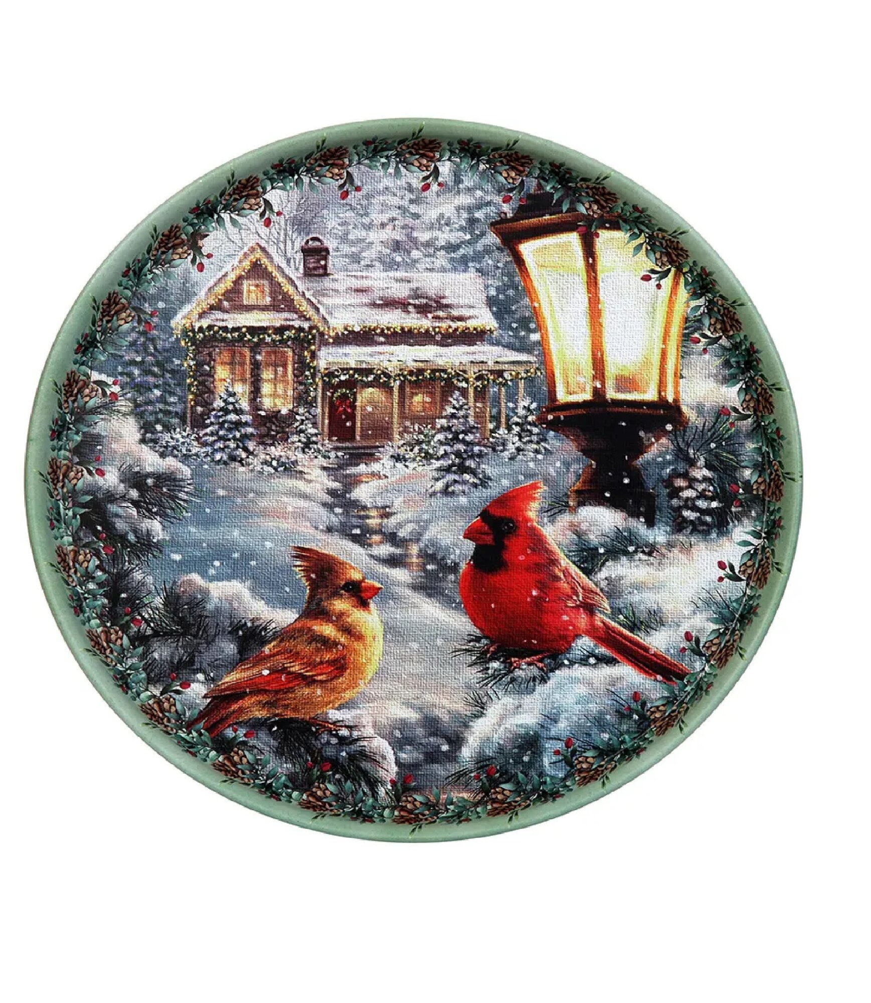 Поднос Gala "Пернатые гости", металлический, круглый, декорированный, 33см PD116