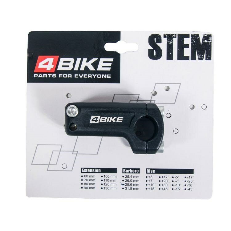 Вынос руля для BMX 4BIKE MX-625, длина 48 мм, диаметр 22.2 мм, Fork Clamp 28.6 мм, чёрный