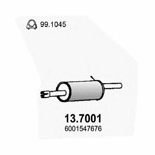 Глушитель выхлопных газов конечный, ASSO 13.7001 (1 шт.)