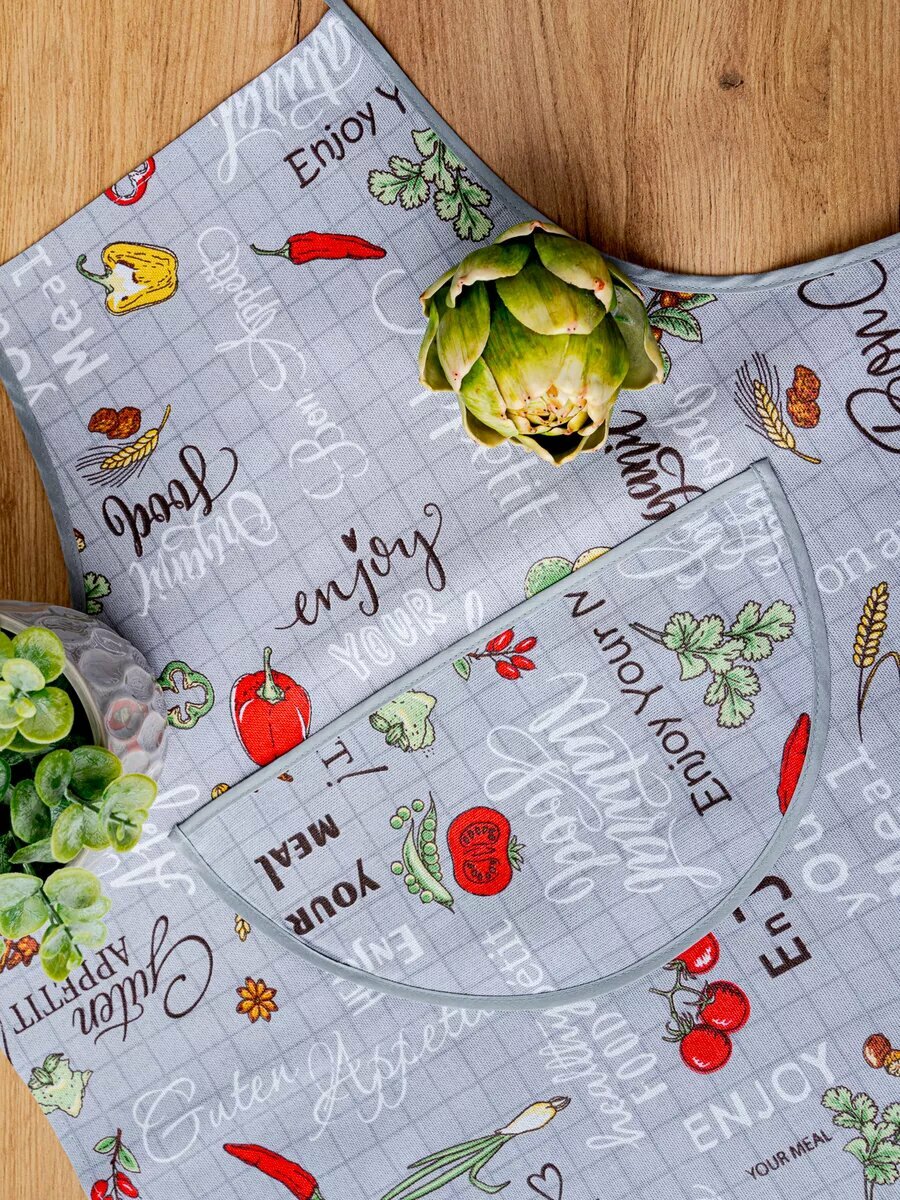 DOLLTALL / Фартук кухонный / Фартук с карманом / универсальный размер 42-54 / подарок для любимых женщин