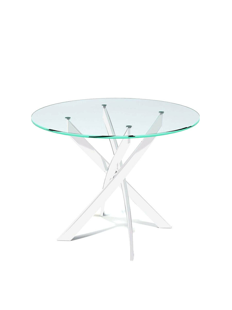 Стол Kenner R1000 Белый/стекло прозрачное Размеры: Высота 760мм Глубина 1000мм Ширина 1000мм