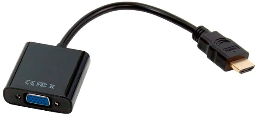 Переходник HDMI(m) - VGA(f) TELECOM TA558, 0.2м, 1080p, 60Гц, цвет: чёрный