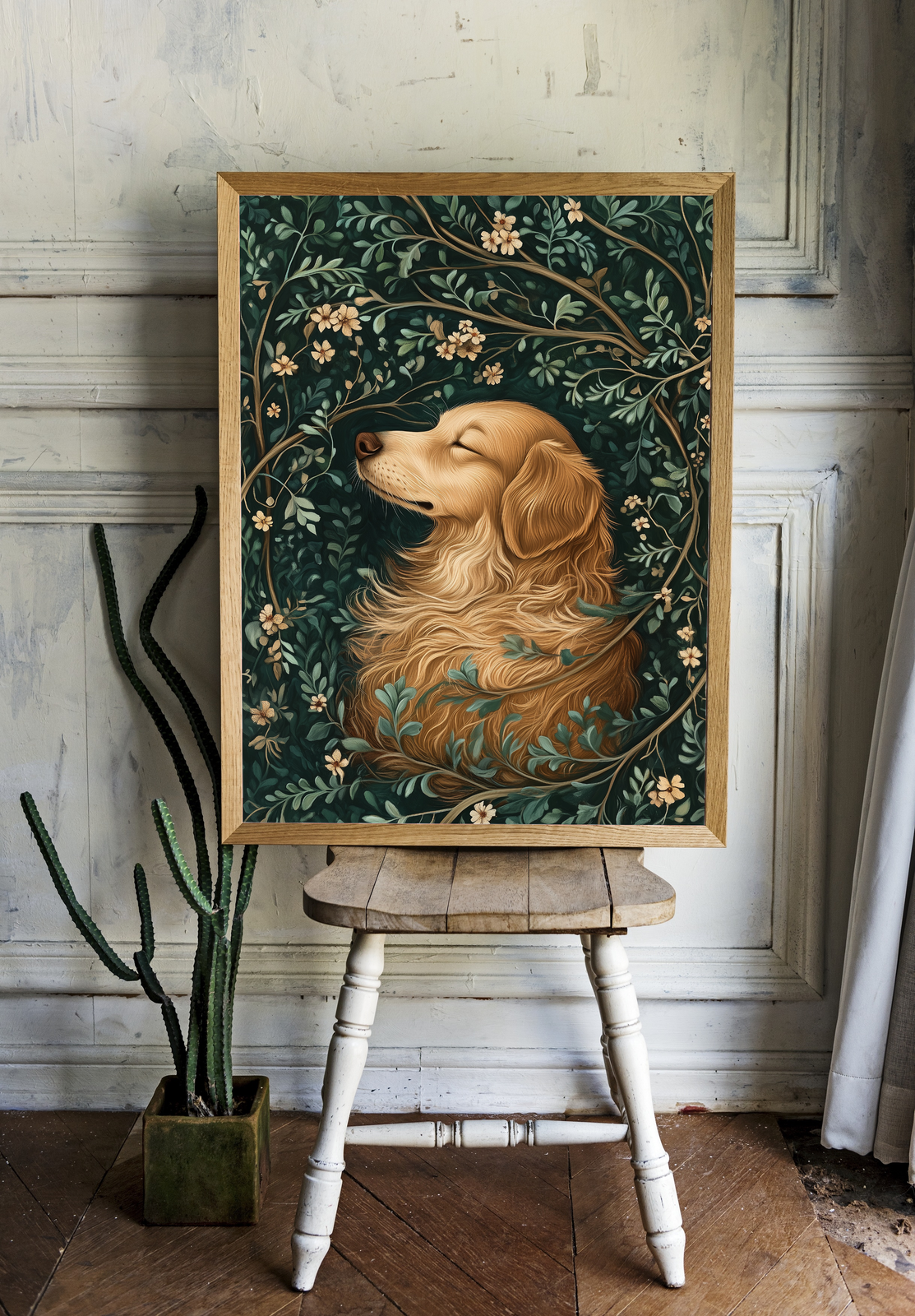 Постер "Портрет золотистого ретривера" 50x70 без рамы