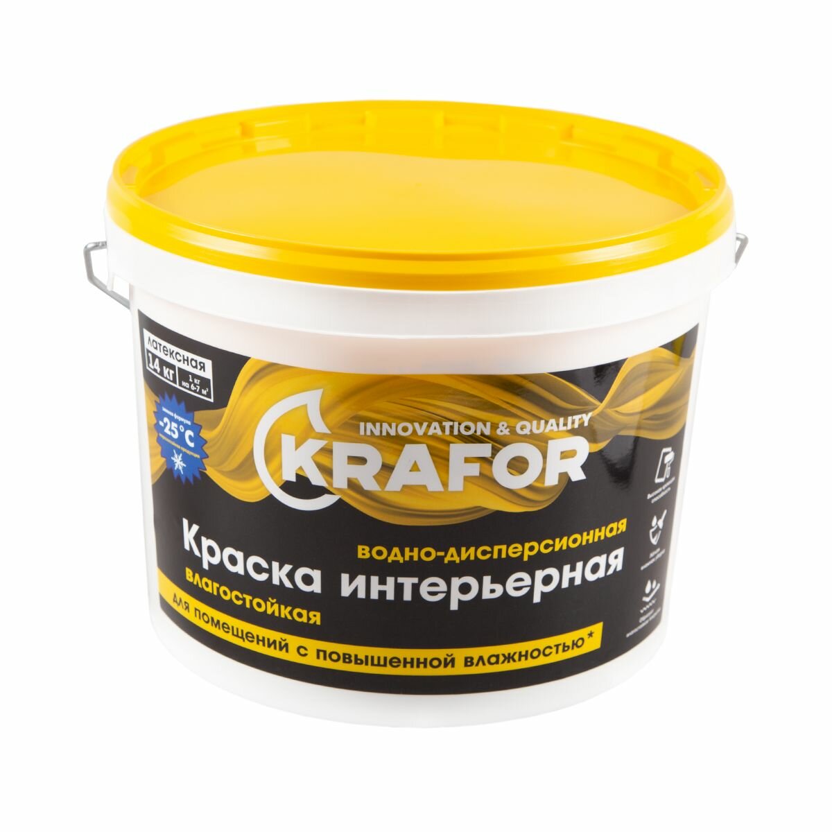 Краска интерьерная Krafor водно-дисперсионная, латексная, влагостойкая, 14 кг