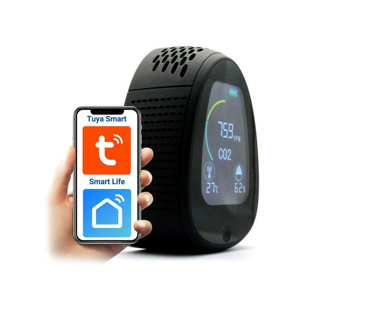 Умный автономный Tuya Wi-Fi датчик-детектор (монитор качества воздуха) 4 в 1 - Модель: HT-03/41 BT (S19965PT0) угарный газ, влажность, температура,