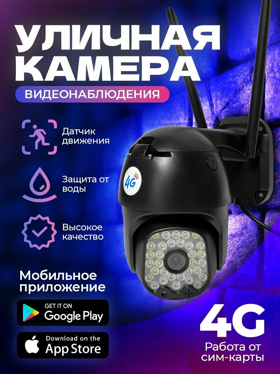 IP камера видеонаблюдения уличная от сим карты 4g LTE для дома