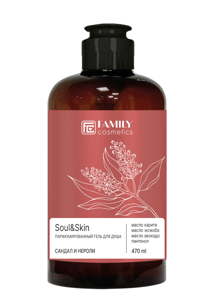 Family Cosmetics Soul&skin - Сандал И Нероли Парфюмированный гель для душа 470 мл.
