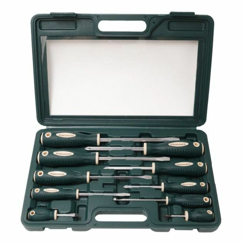 Набор отверток магнитных "Profi",10 предметов, в кейсе ROCKFORCE