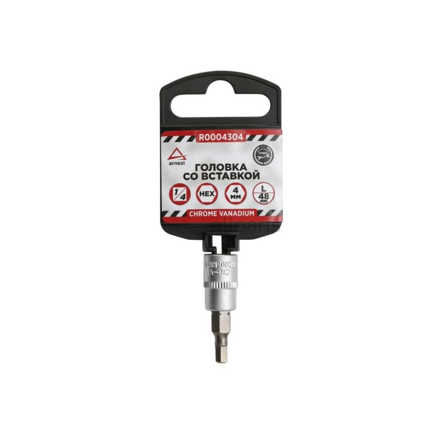 ARNEZI R0004304 Головка 1/4" со вставкой HEX H4 L=38, на холдере ARNEZI R0004304