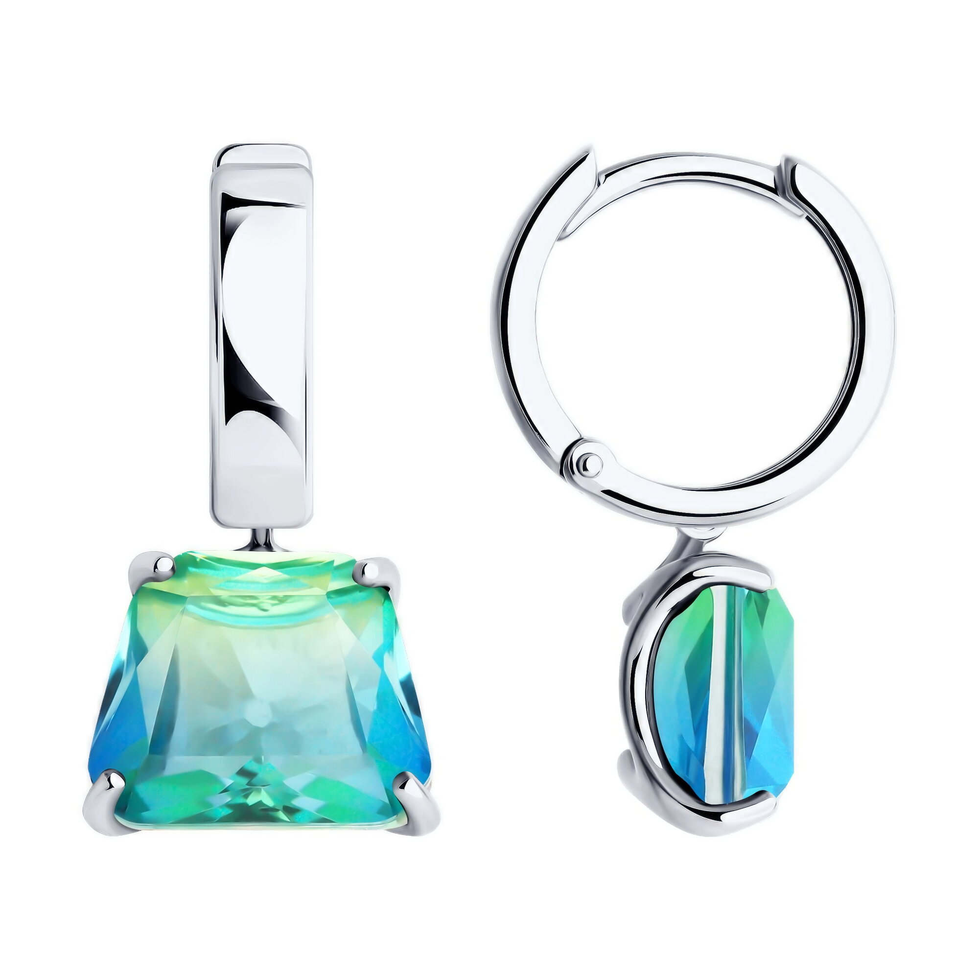 Серьги, серебро, 925 проба, родирование, ситалл