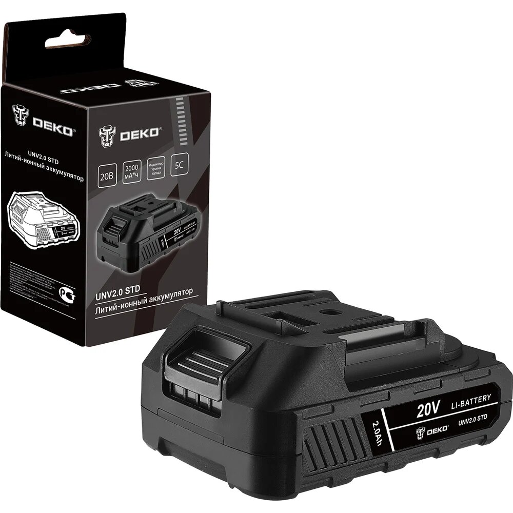 Аккумулятор DEKO UNV2.0 STD, Li-ion, 20В, 2.0Аxч 063-4492, питания электроинструмента deko