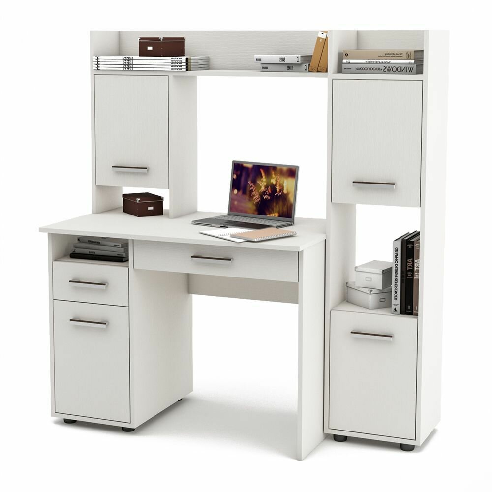 Стол письменный, компьютерный и стеллаж Остин (Ливерпуль) 10Я белое дерево