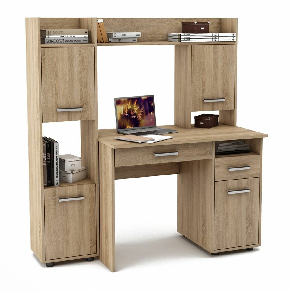 Стол письменный, компьютерный и стеллаж Остин (Ливерпуль) 9Я дуб сонома