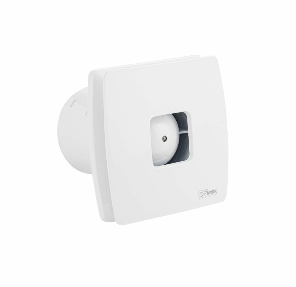 Вытяжной вентилятор, с обратным клапаном, квадратный, закрытый, из АБС пластика, цвет черный.