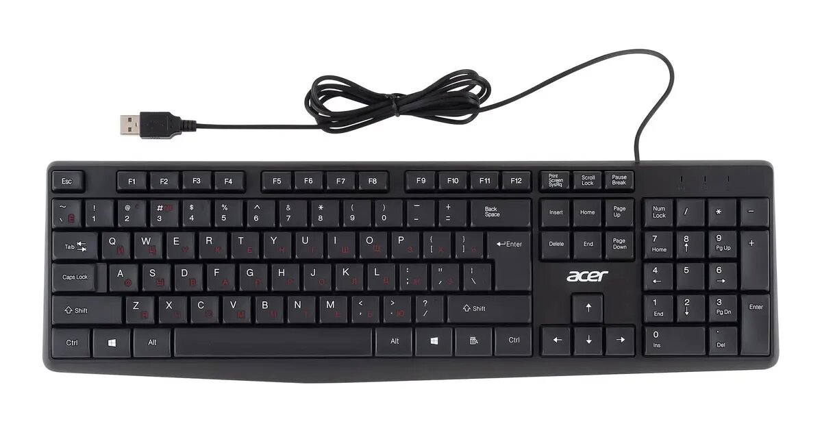 Клавиатура Acer OKW121, проводная, USB, мембранная, черный (zl. kbdee.00b)