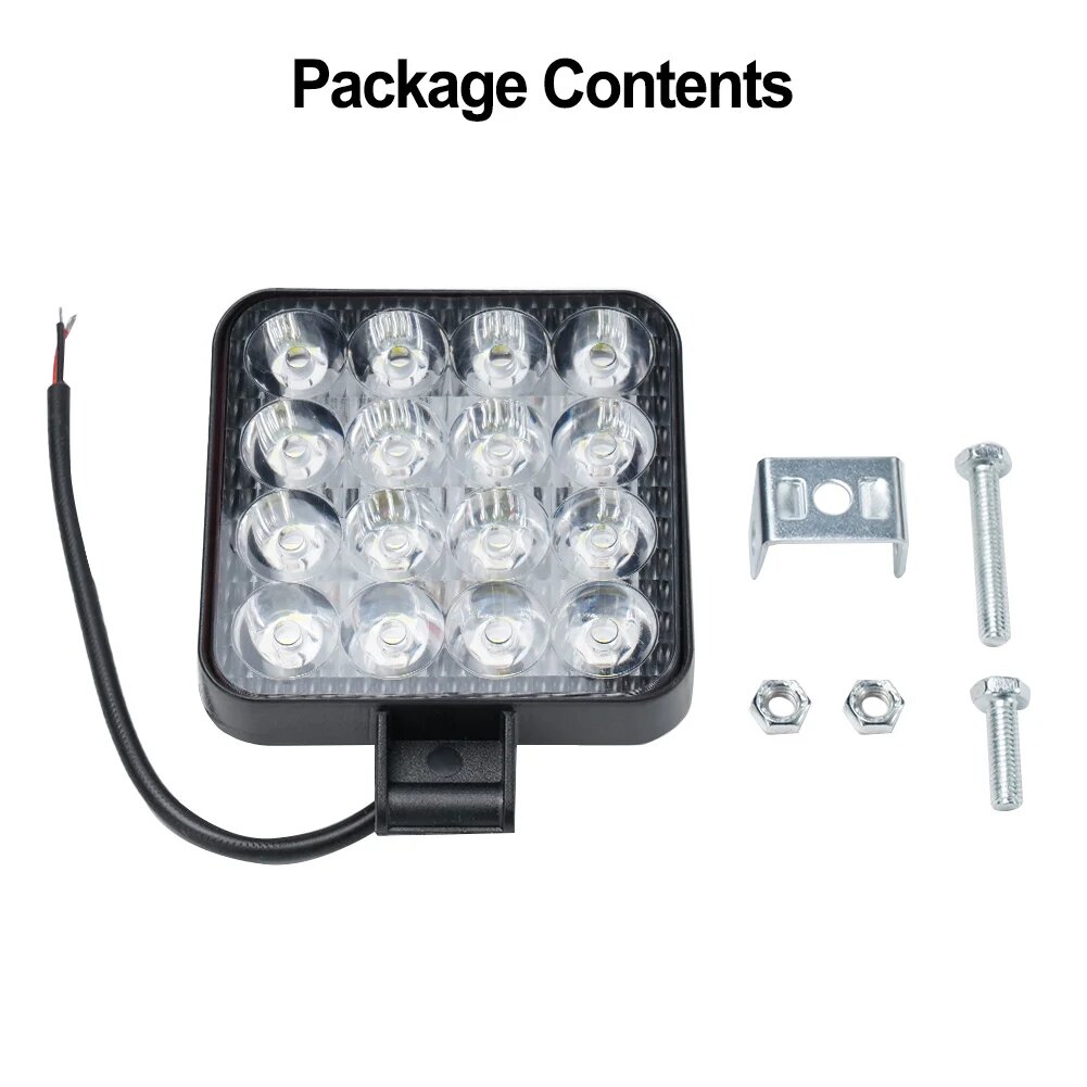 Светодиодная мини-квадратная фара 16 LED, 48 Вт, White, 12 В
