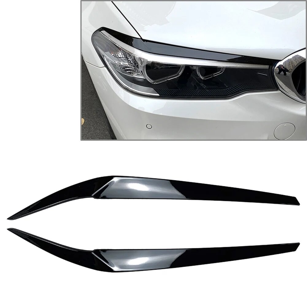 Накладка на переднюю фару автомобиля для BMW 5 Series G30 G31 G38 F90 M5 525I 530I 540I Glossy Black