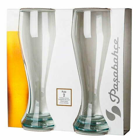 3 шт. Стакан для пива, объем 665 мл, комплект 2 штуки, стекло, PASABAHCE "ПАБ", фирменная подарочная упаковка, 42756