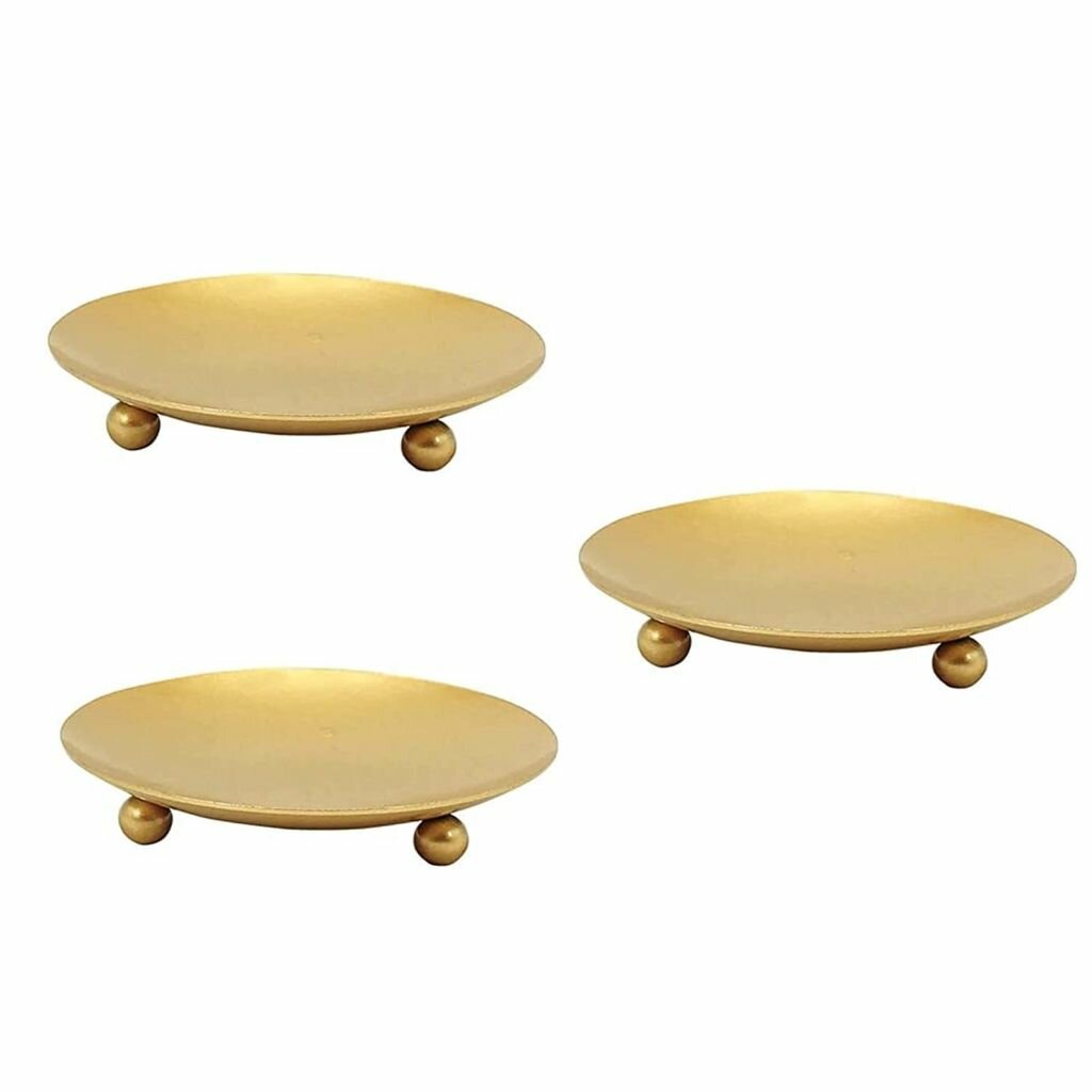 3 предмета металлического подсвечника из кованого железа в стиле ретро-золото