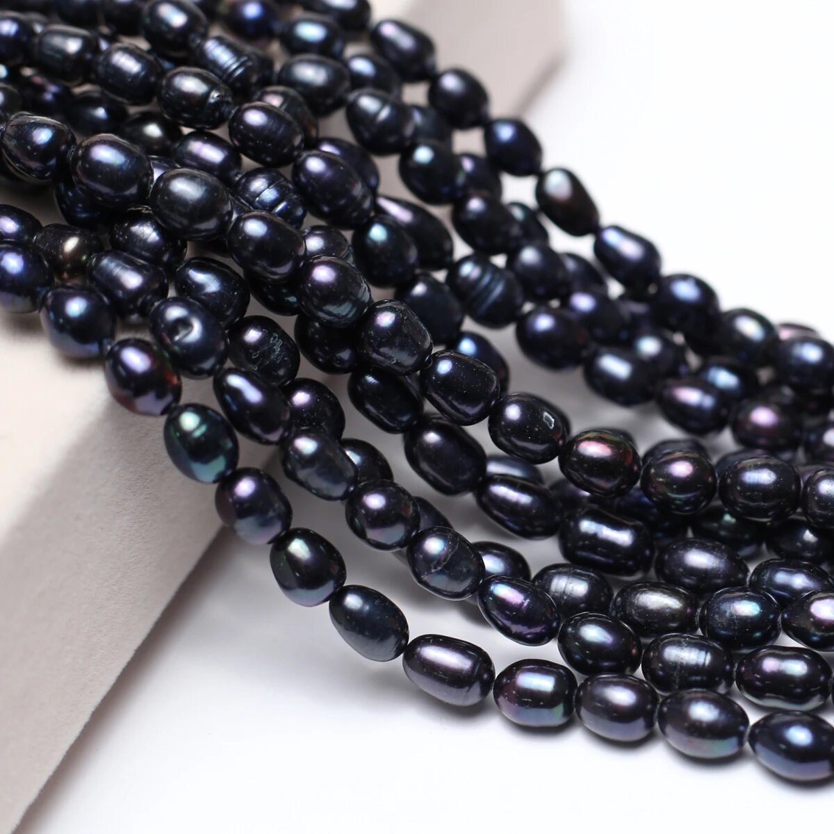 Натуральный черный жемчуг, бусины формы риса 3-9 мм 3-4mm