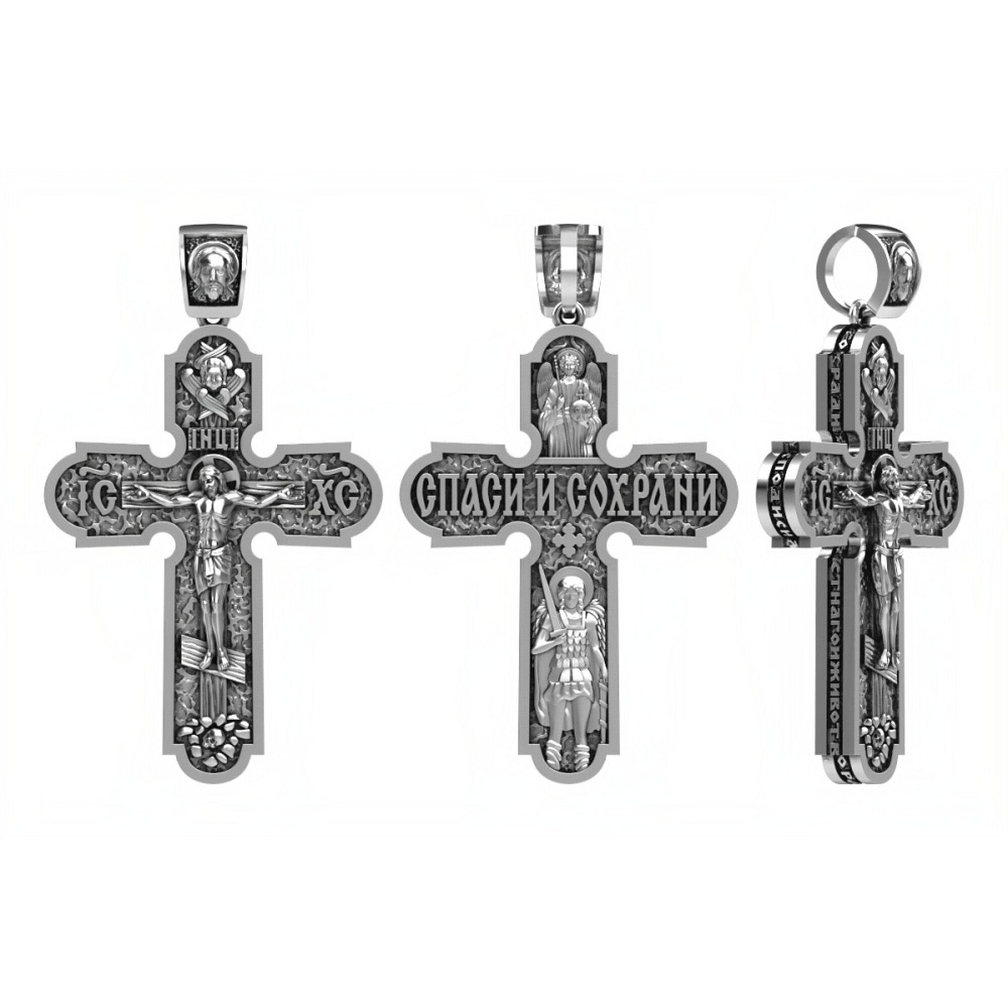 Крестик, серебро, 925 проба, чернение