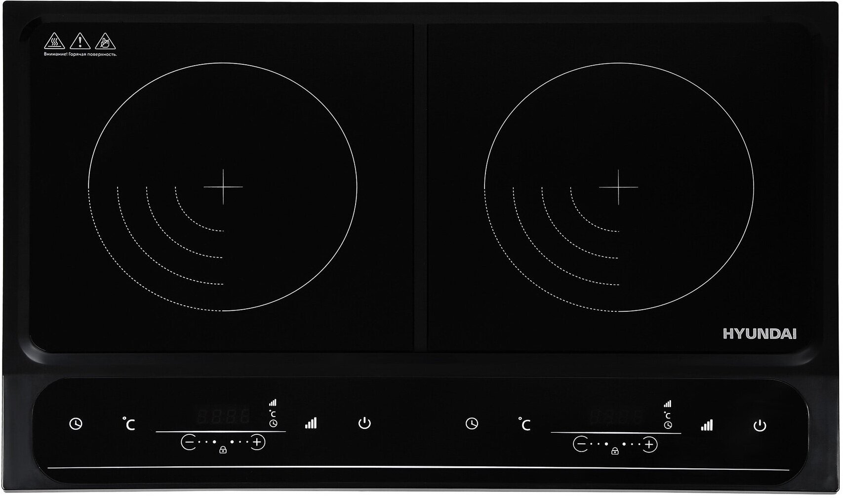 Плита индукционная Hyundai HYC-0107 (настольная), нагрузка до 8 кг, быстрый нагрев, черный стеклокерамика