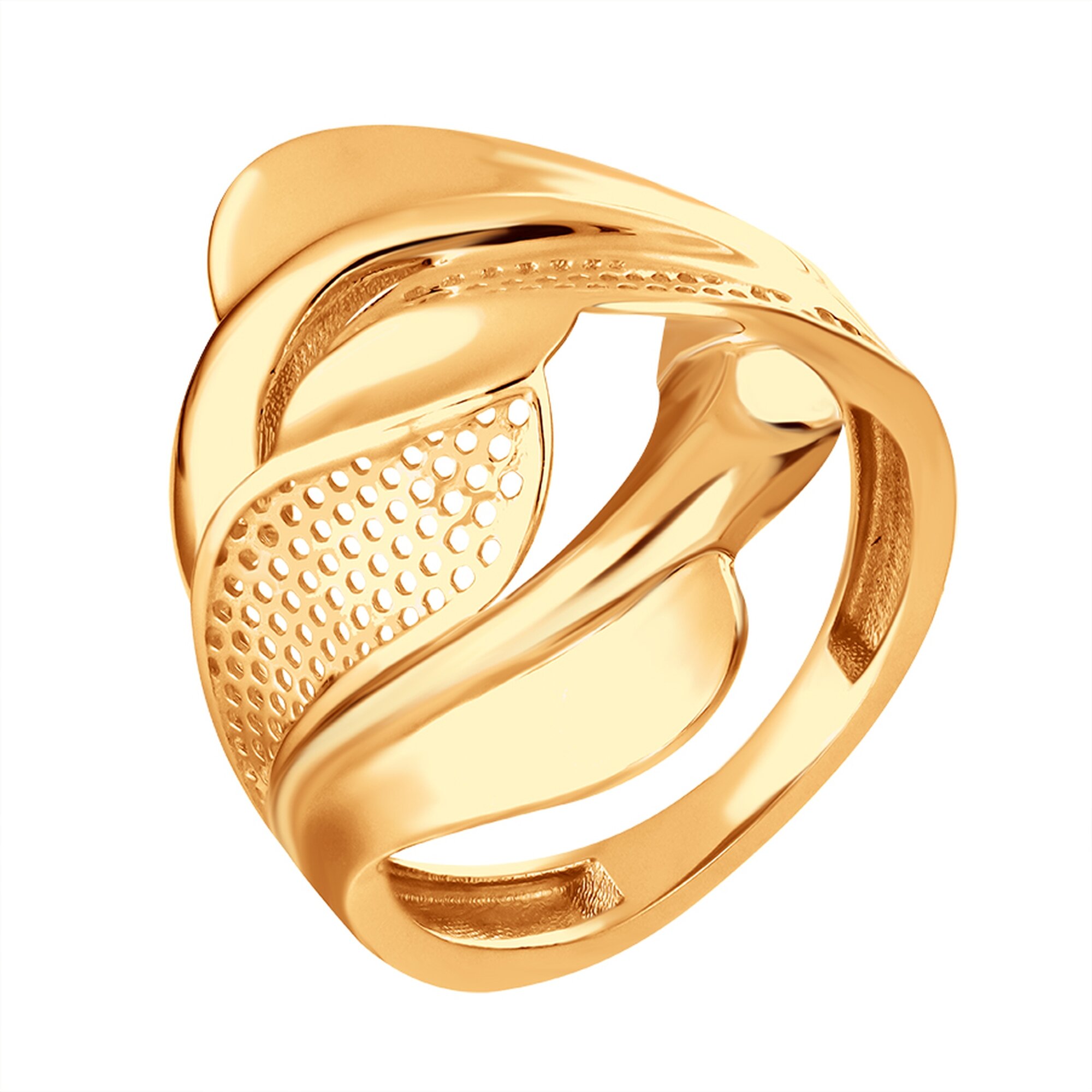 Кольцо широкое, красное золото, 585 проба