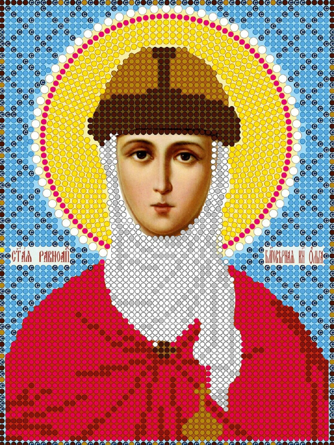 Алмазная мозаика Диамант икона Святая Ольга 17*23 см, без подрамника