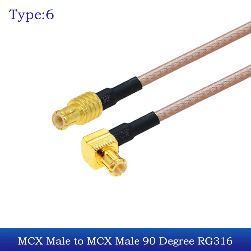 Коаксиальный кабель RFDOTOP MCX Male-Female RG316 50 Ом 3M, MCX M to MCX M90