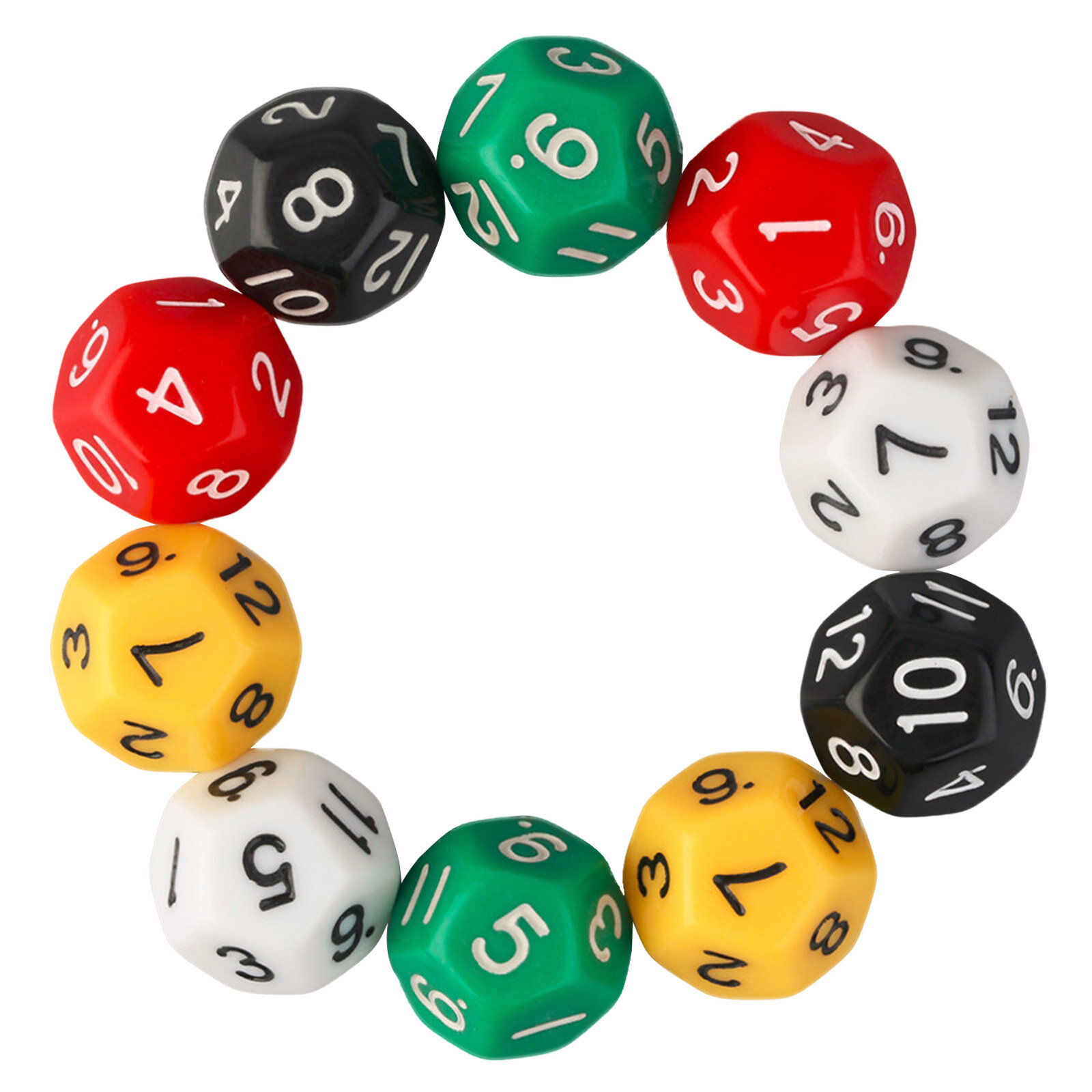 10 шт./Компл. Акриловые Кубики 12-Сторонние D12 Различных Цветов Скульптурные Многогранные Кубики для Клубной Вечеринки, Семейной Настольной Игры, Реквизит