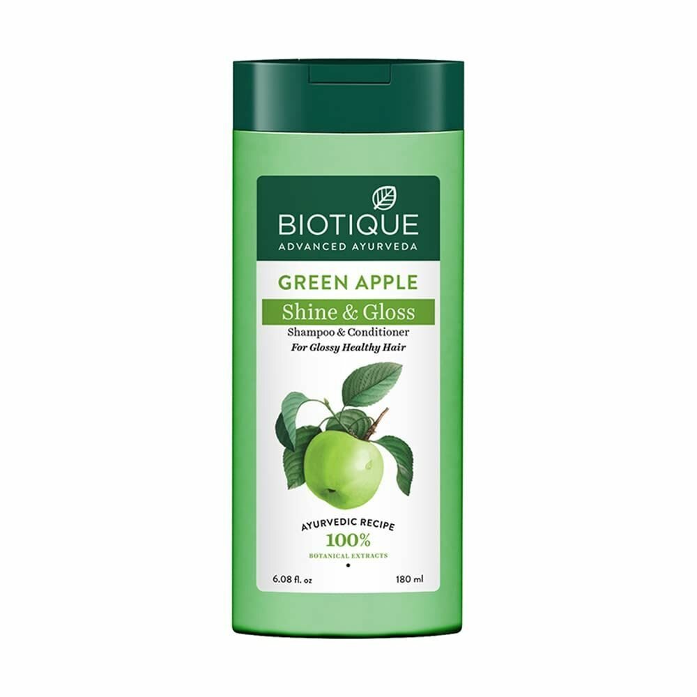 Biotique Green Apple Shampoo/ Шампунь-кондиционер освежающий с зелёным яблоком для жирных волос 180мл