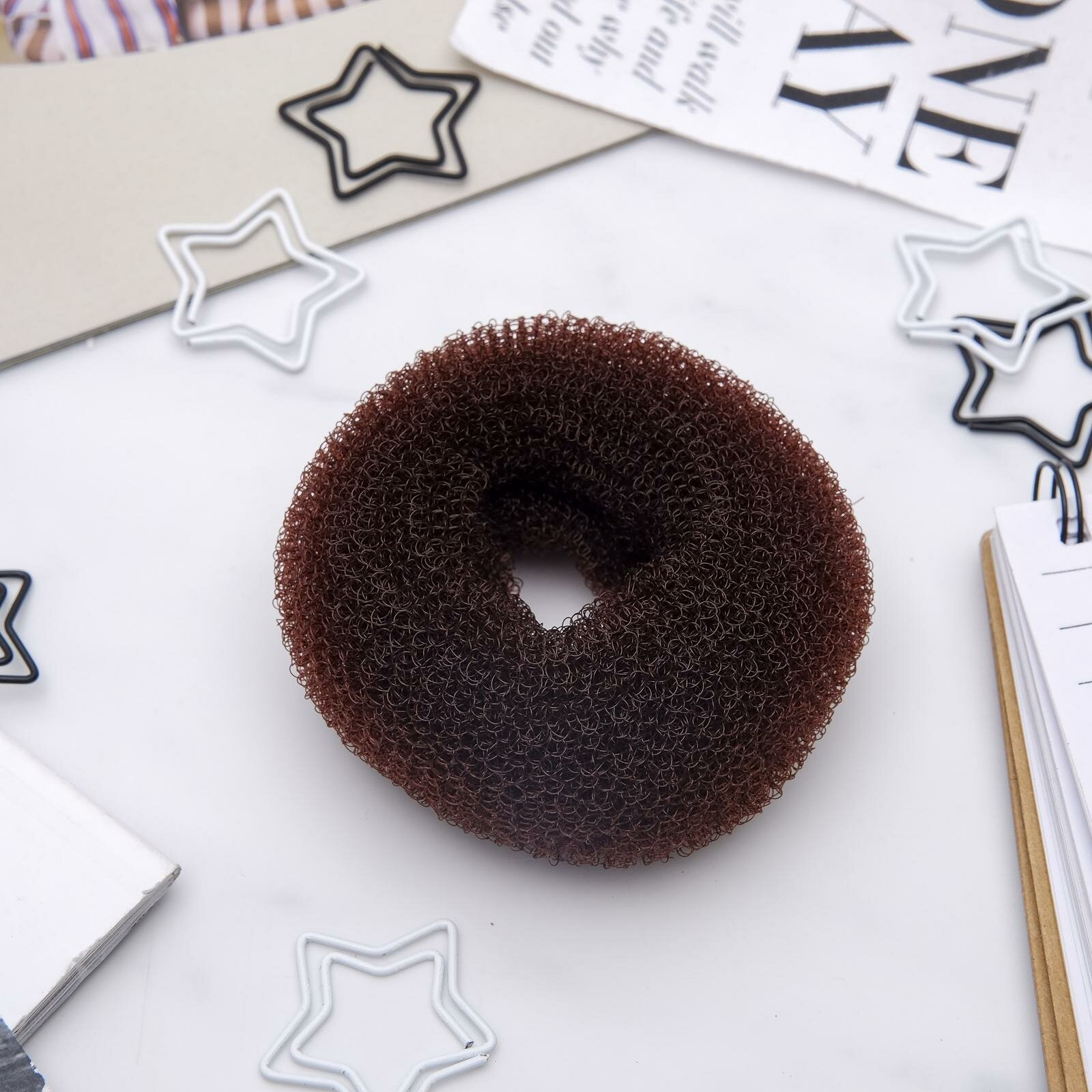 Валик-резинка Сима-Ленд, для пучка, нейлон, коричневый, 7 см