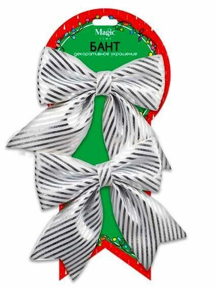 Новогоднее украшение Феникс "Бант", 2 штуки в упаковке, материал - полиэстер, размер 13х14,5х1,6 см (91222)