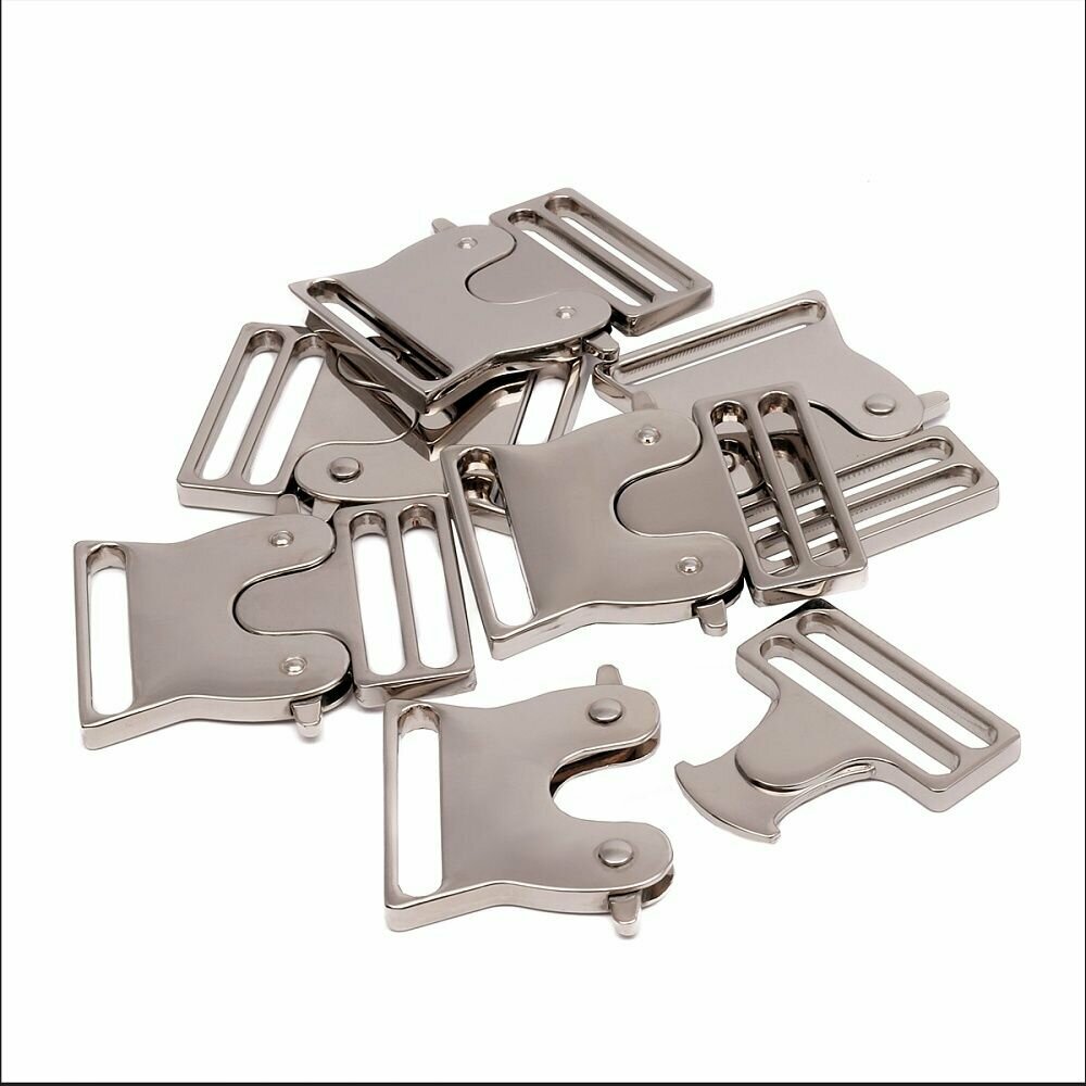 Пряжка-фастекс TBY металл 38 мм, 59x43 мм цвет никель, упаковка 6 шт