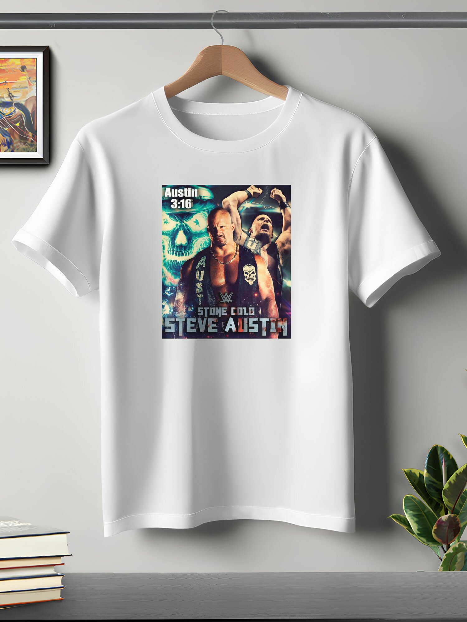 Футболка  Детская ONEQ 140 (10-11) размер с принтом Стив Остин, белая