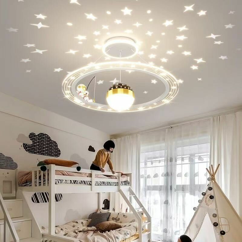 Детская комната космонавт, звездная акриловая люстра, 40вт