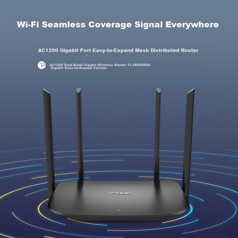 TP-LINK Dual Gigabit Router, Easy-Expand Mesh Distributed, AC1200 Wireless Home Wall-Penetrating, 5G Dual-Band, WDR5620 Gigabit Easy-Expand Version, IPv6