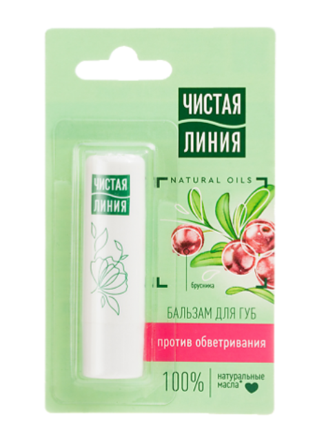 Чистая линия Бальзам для губ Брусника, 4 г.