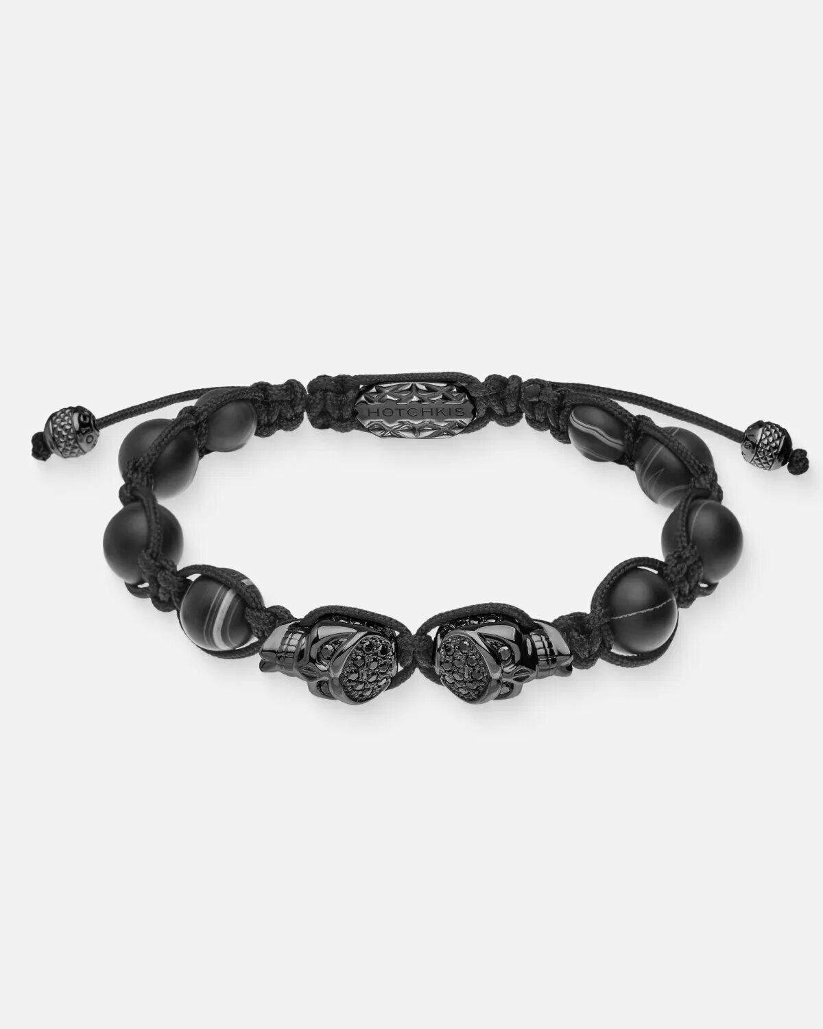 Браслет, серебро, 925 проба, родирование, оникс