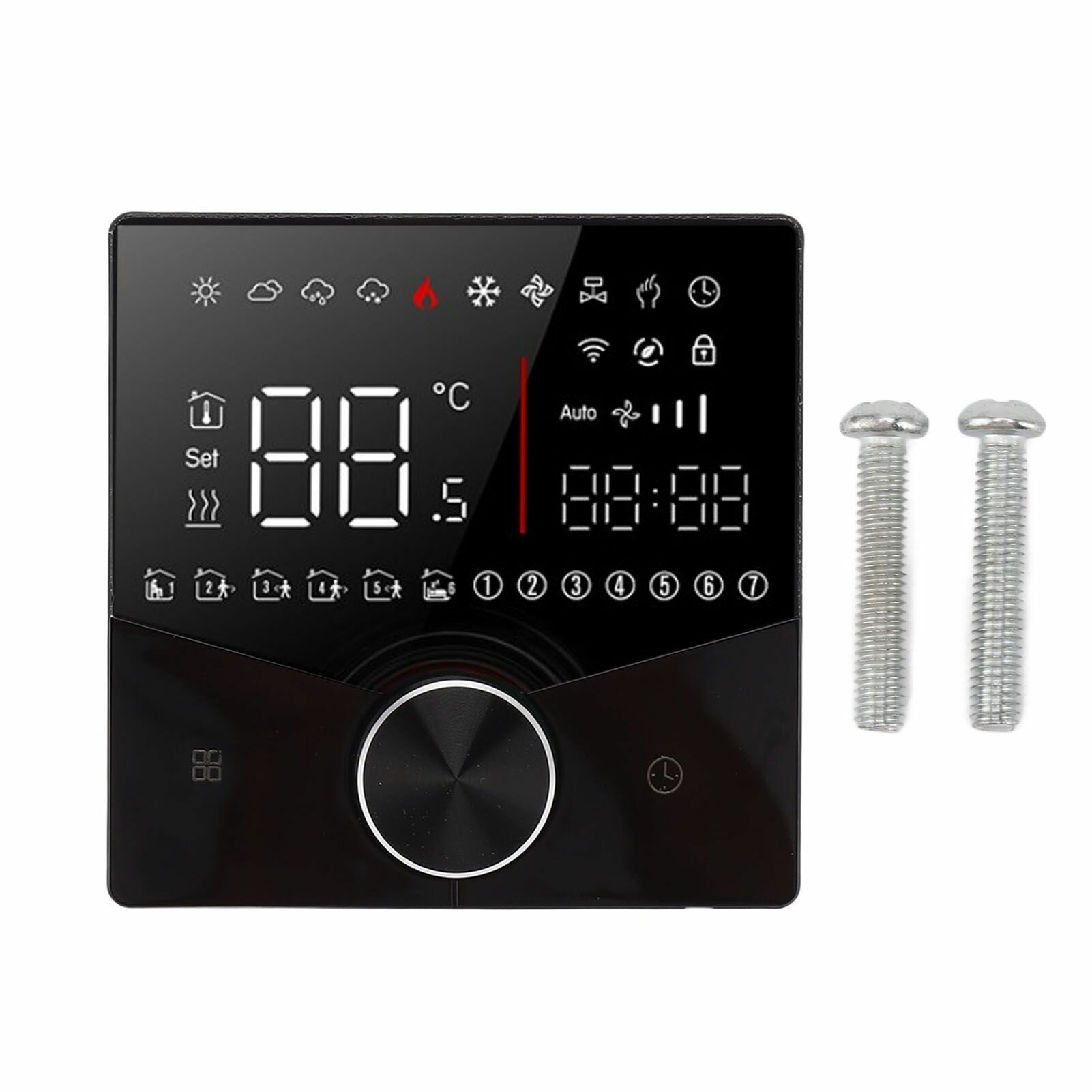 Черный цифровой термостат для сауны и системы подогрева пола, интеллектуальный термостат с цветным ЖК-дисплеем, дизайн ручки для удобного контроля температуры