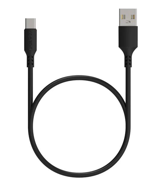 Кабель Maxvi (MC-A02L) USB-C, 1м, 2A, удлиненный разъем, черный