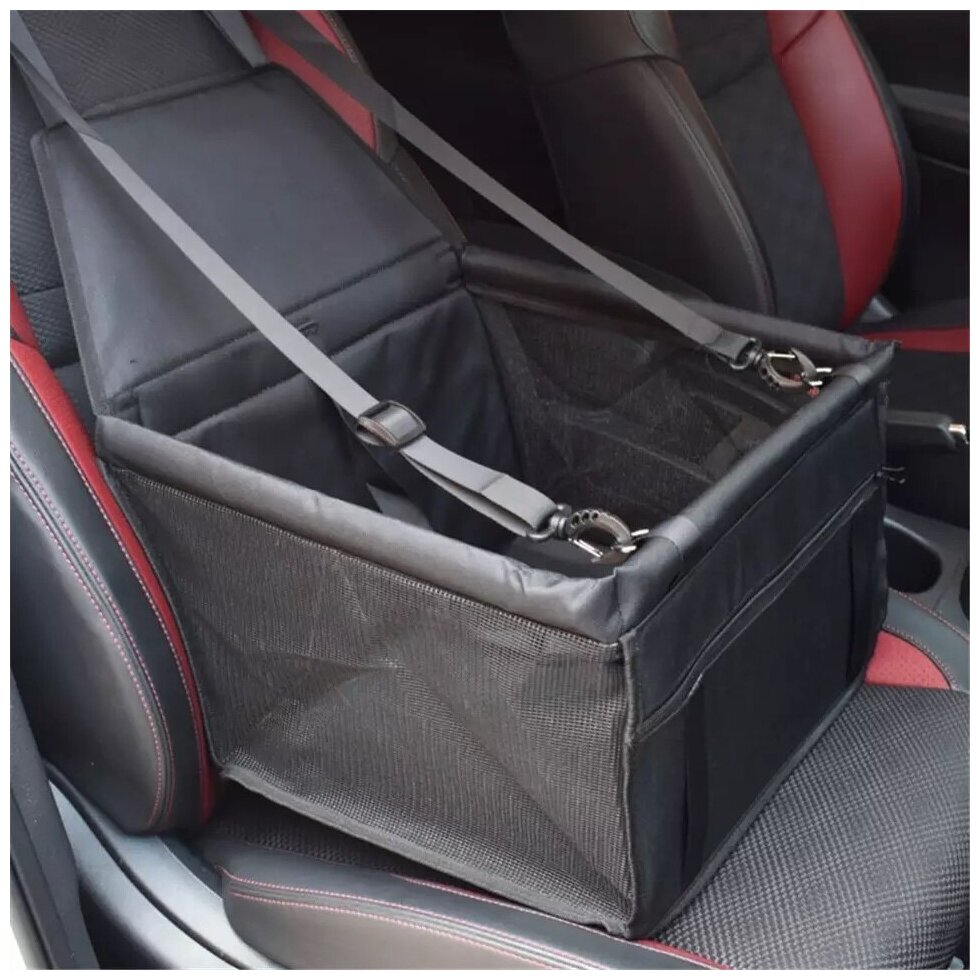 Автогамак BoomBoomShop, для собак/кошек/хорьков/кроликов, складная, черный