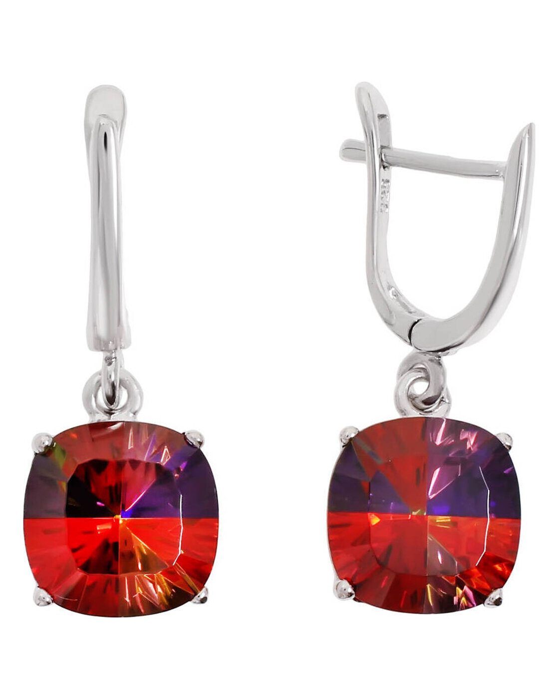 Серьги, серебро, 925 проба, родирование, фианит