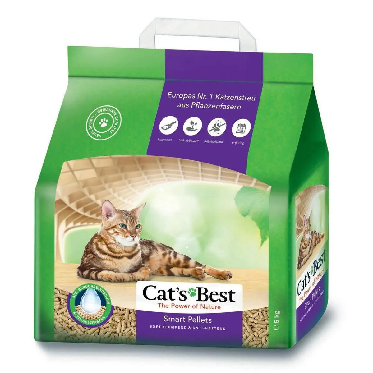 Наполнитель для кошачьего туалета Cat's Best Smart Pellets комкующийся древесный без запаха, 10 л / 5 кг