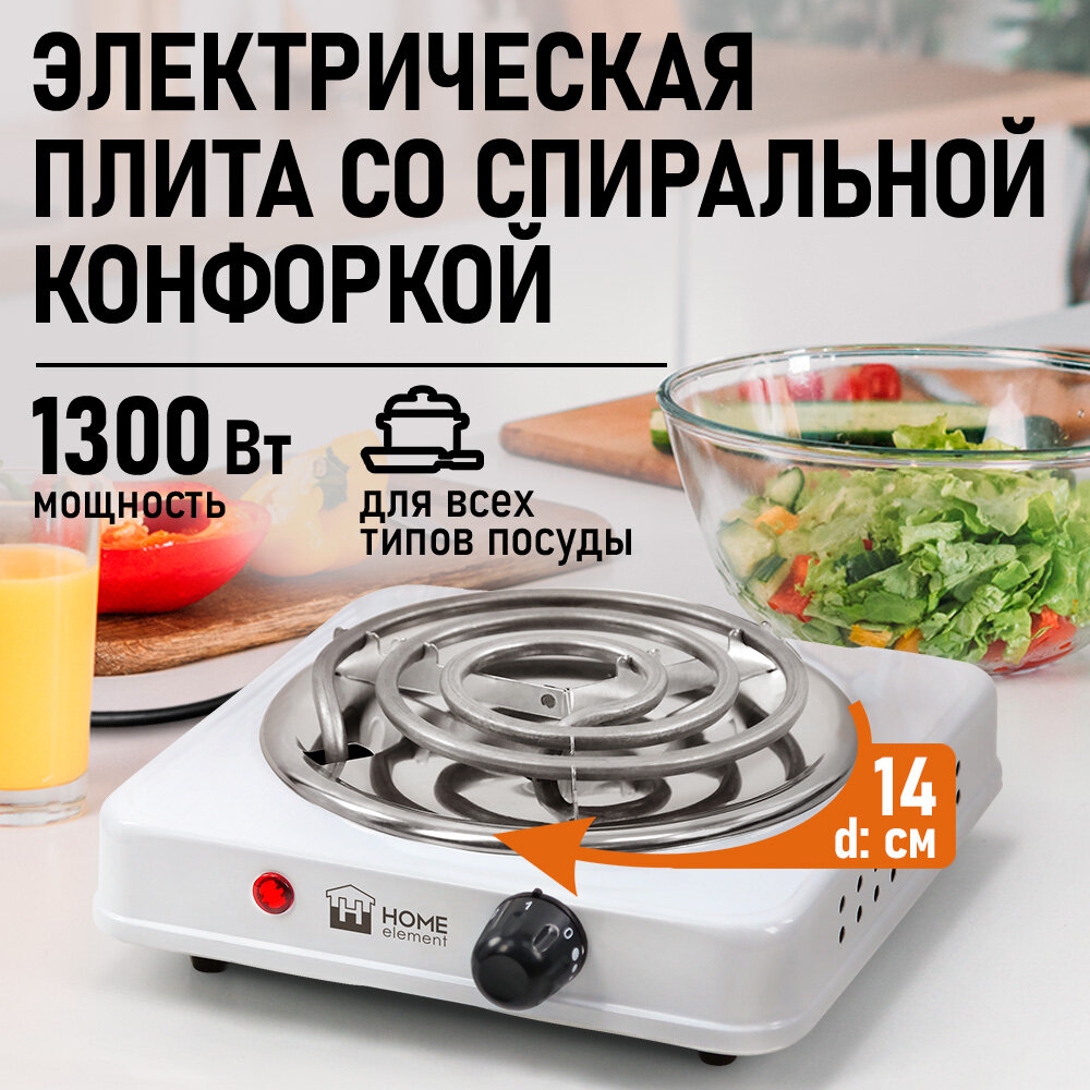 Плитка электрическая HOME ELEMENT HE-HP718B белый