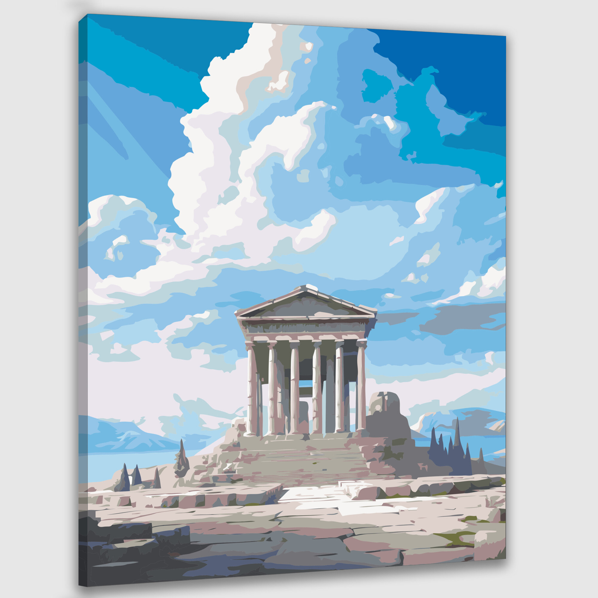 Картина по номерам 40x50 см, картина, цифровая, храм, древнегреческий, боги, вершина холма, беломраморные колонны