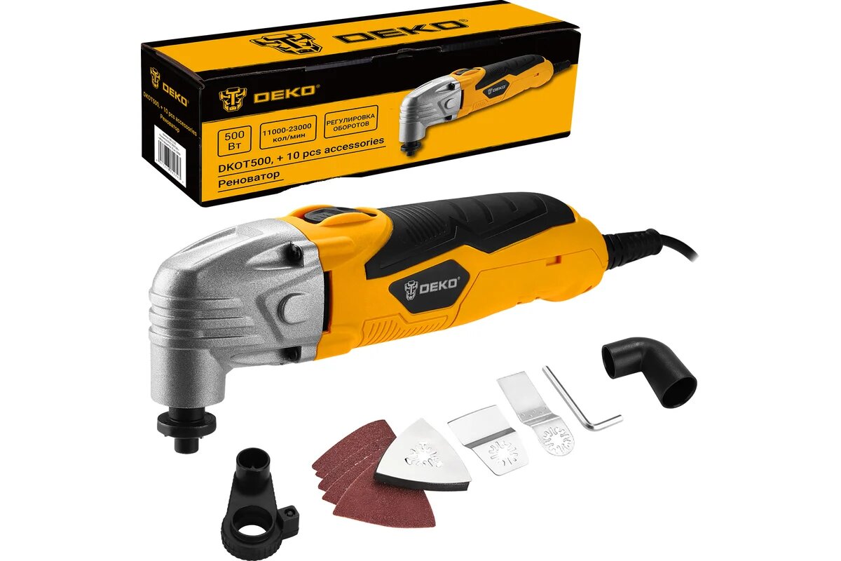 DEKO Реноватор DKOT500 набор предметов 10 шт, мощность 500 Вт, комплект 085-1135