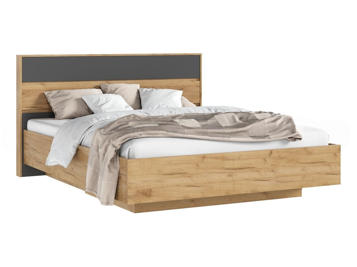 Кровать парящая 160 с ортопедическим осн. (металл), графит/дуб крафт