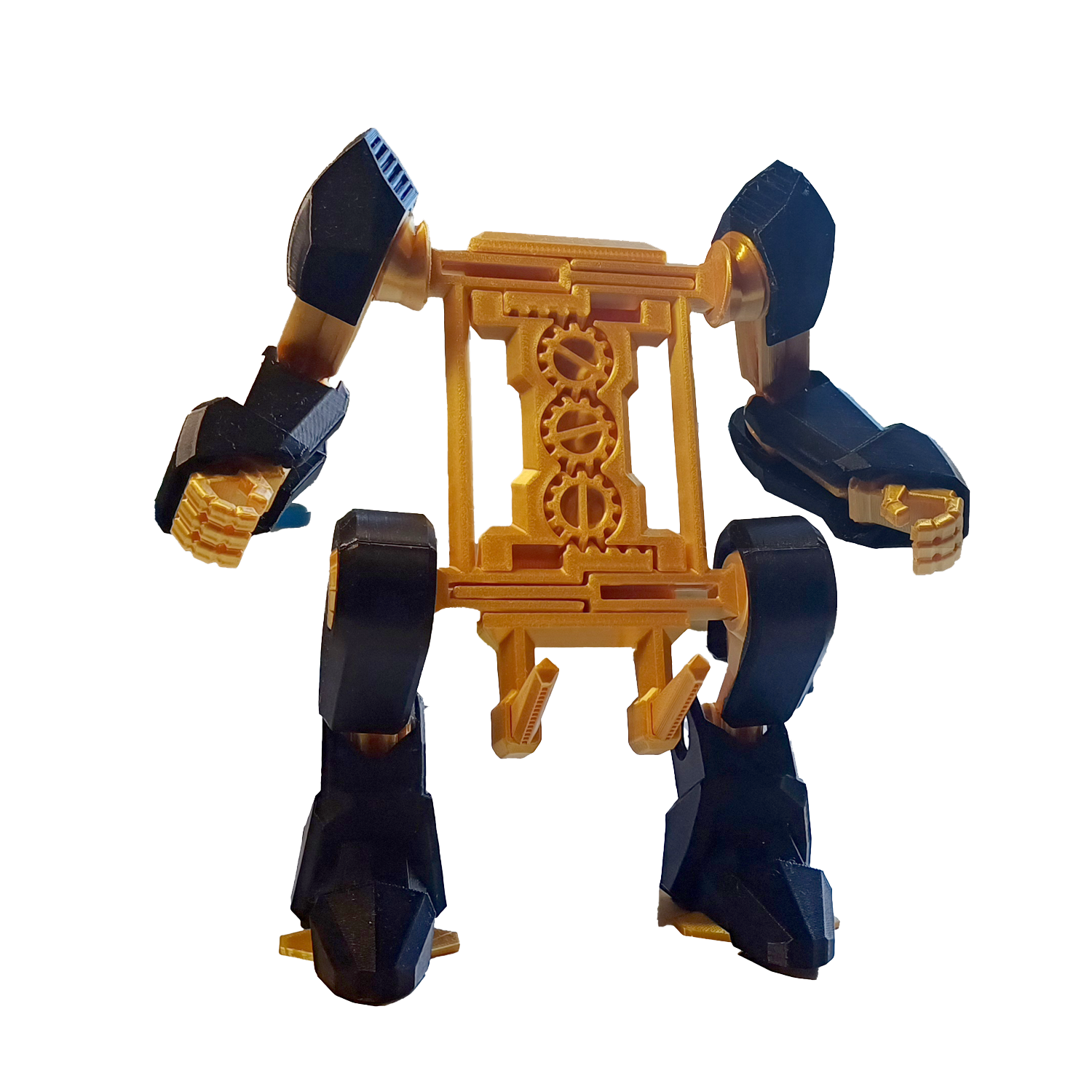 Подставка для телефона "Мобильный экзоскелет". Золотой с чёрным.