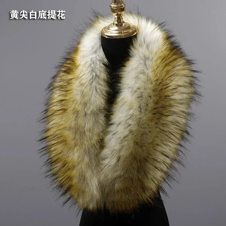 2025 Новый стиль фальшивый меховой воротник 100% высококачественный меховой шарф супер роскошная мода женщины мужчины воротник куртки капюшон шаль обертает ZH04,200,1,18, искусственный мех